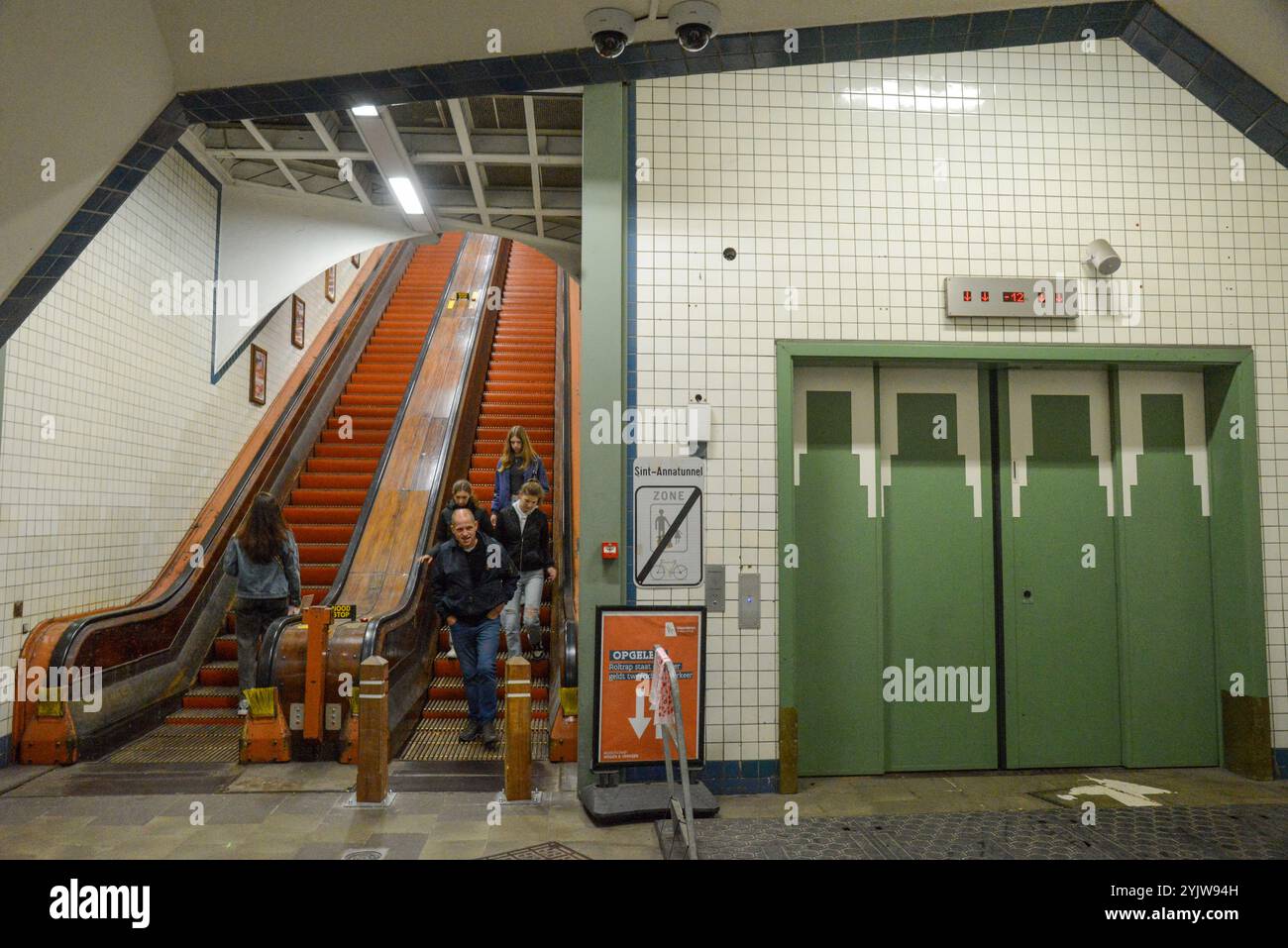 famous historical wooden escalator, Antwerp, Belgium Stock Photo - Alamy