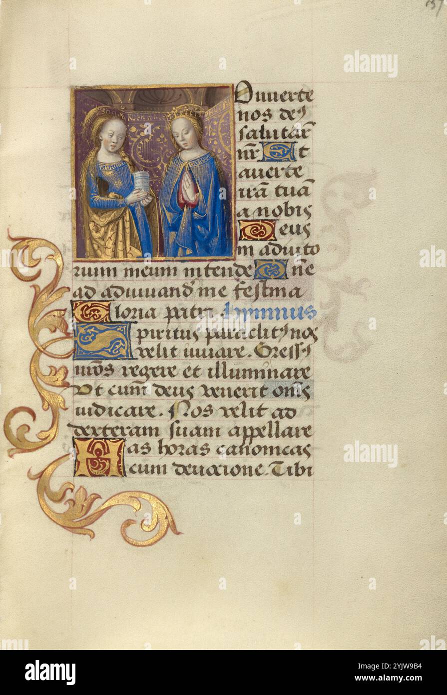 Saint Mary Magdalene and the Virgin; Poncher Hours, about 1500 Stock ...