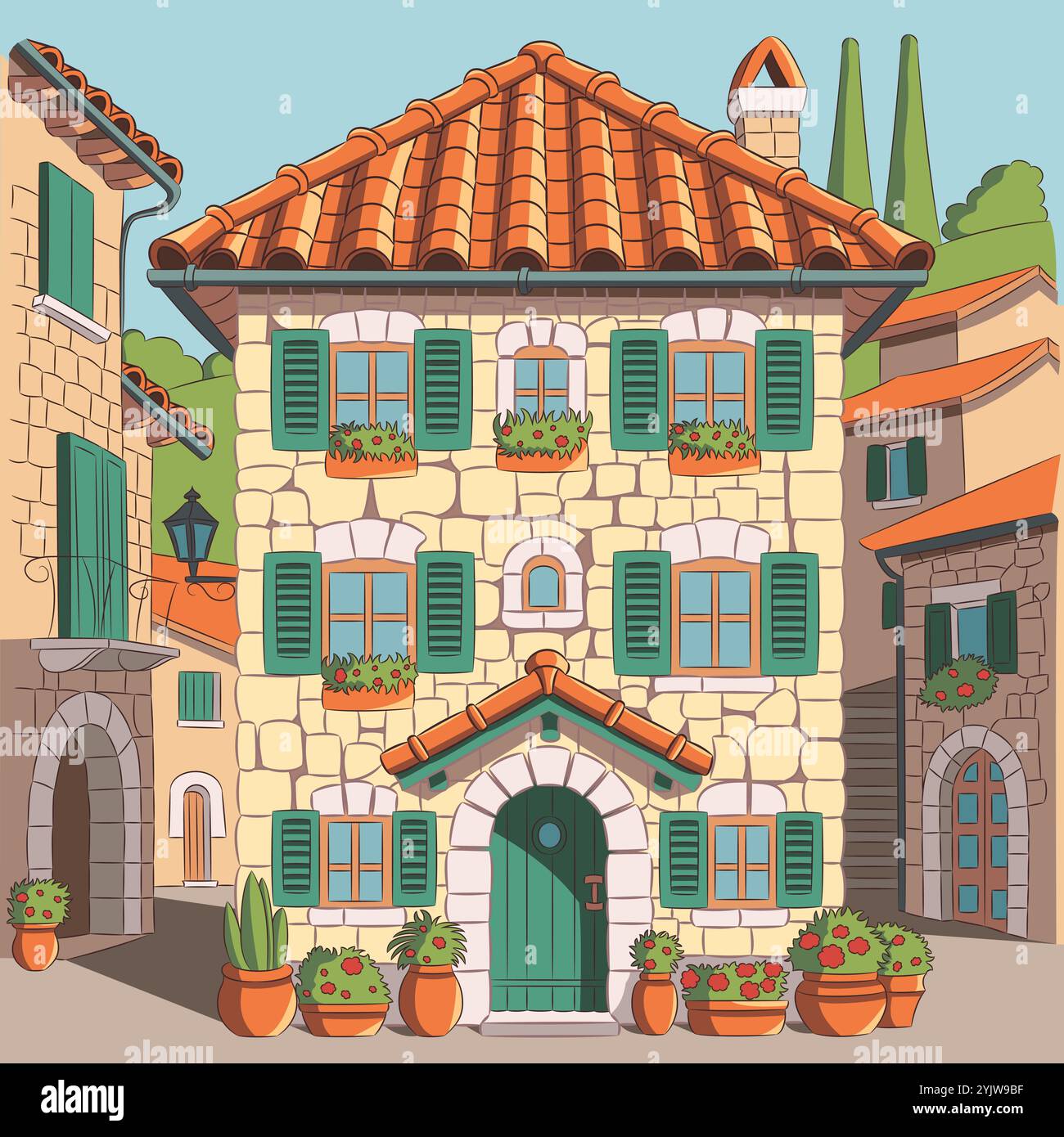 Italian village life Stock Vector Images - Alamy