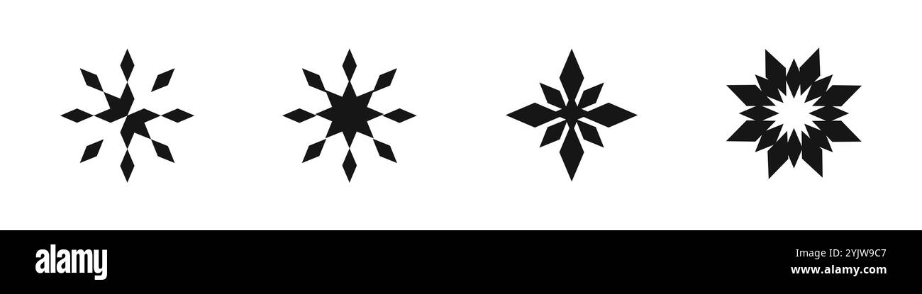 Snowflakes icons set. Vector cold star logo. Abstract snowflakes icons ...