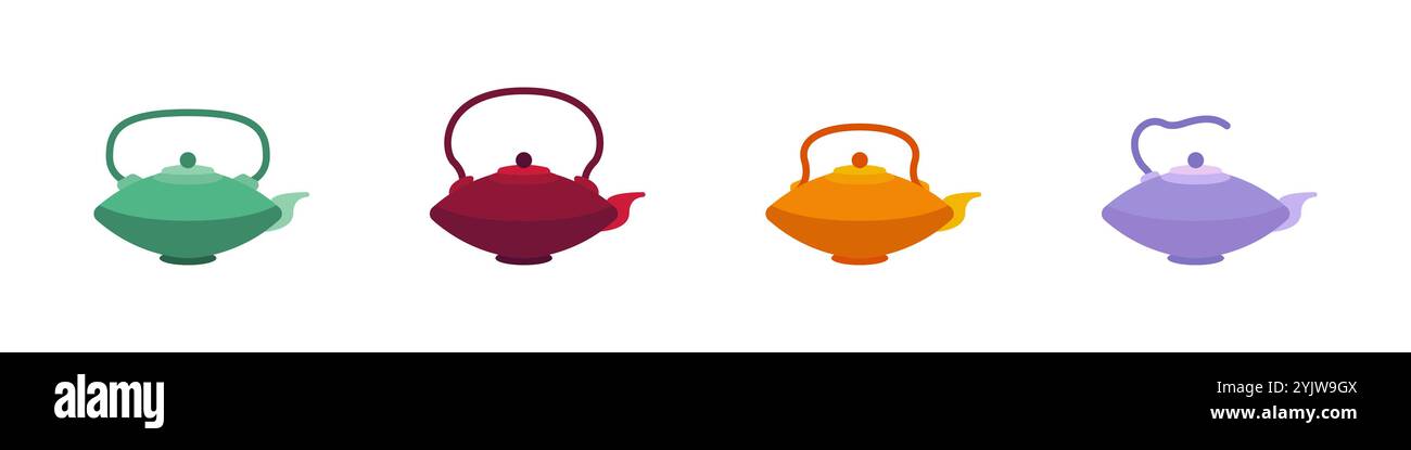 Teapots vector set. Stylish ceramic teapots. A traditional Japanese ...