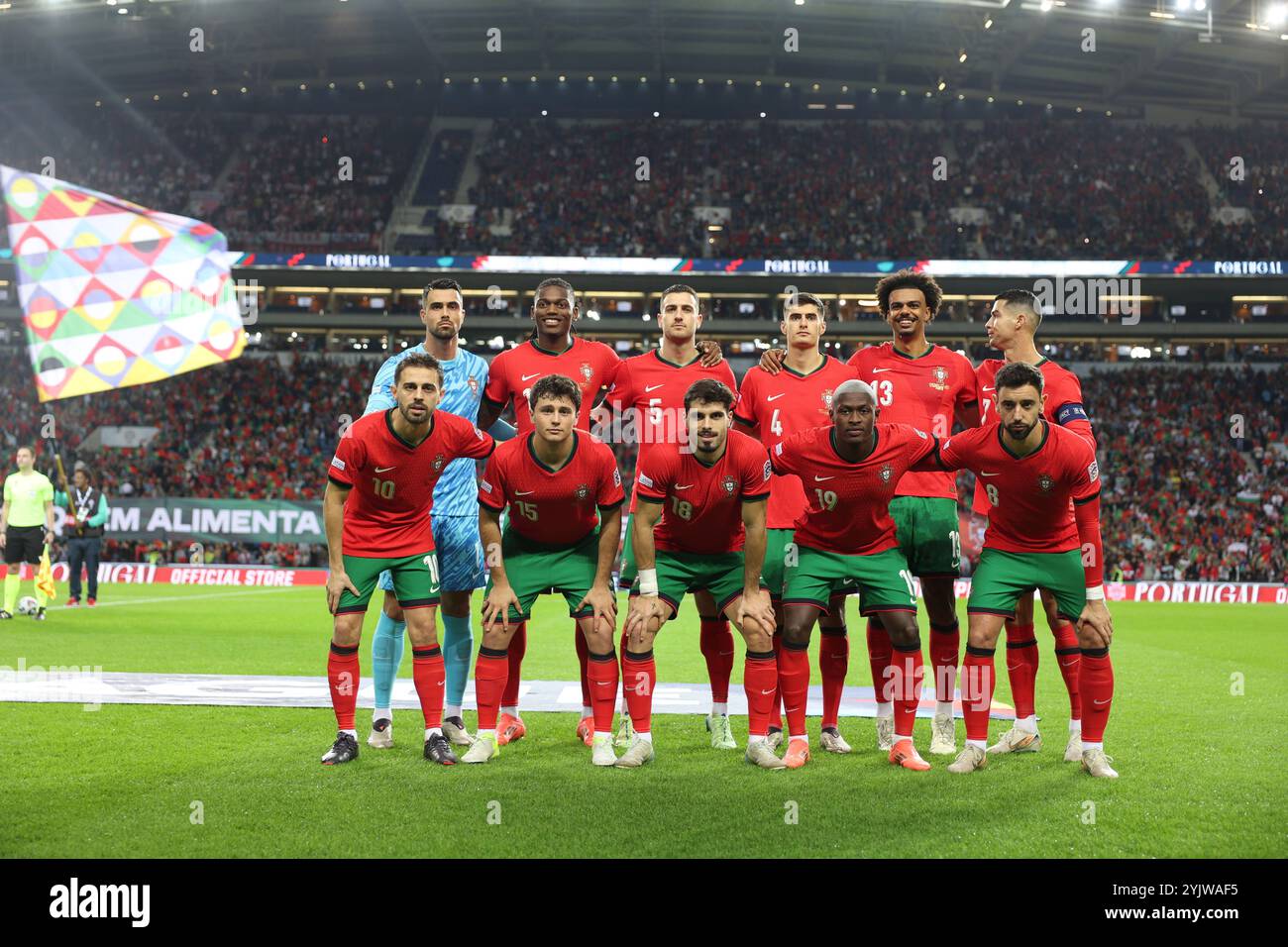 Portugal players pose before the UEFA Nations League soccer match ...
