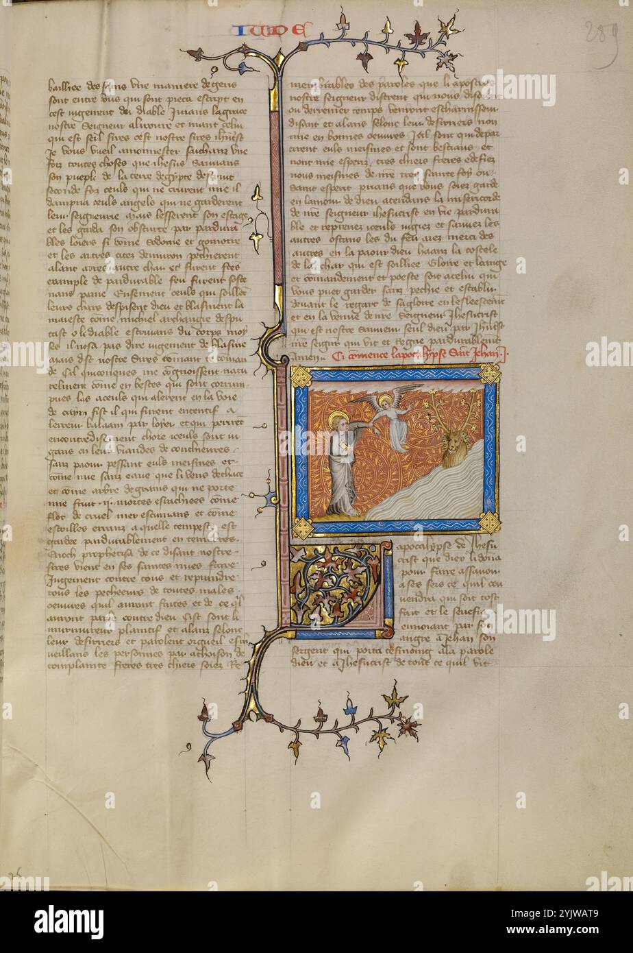 An Angel Showing the Dragon with Seven Heads and Ten Horns to Saint ...