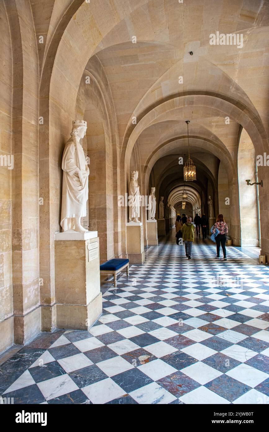 The ground floor walkways inside the Palace of Versailles, France Stock ...