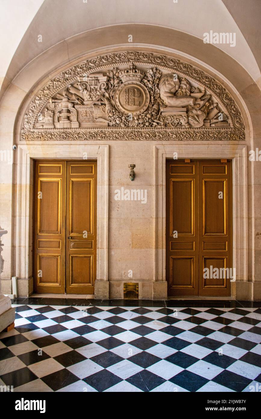 The ground floor walkways inside the Palace of Versailles, France Stock ...