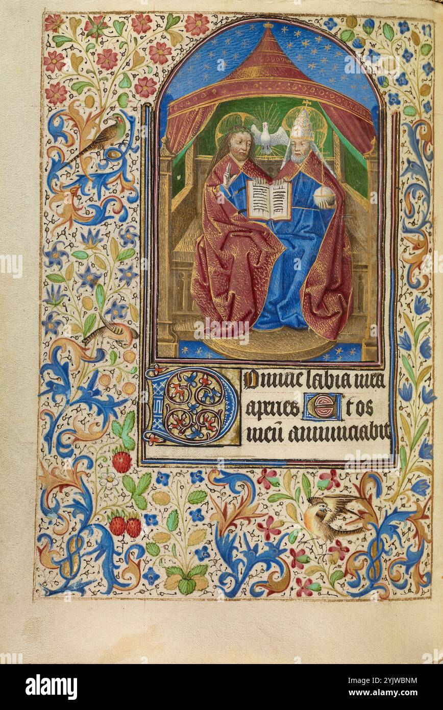The Trinity; Book of Hours, about 1466-1470. Jesus makes the sign of ...