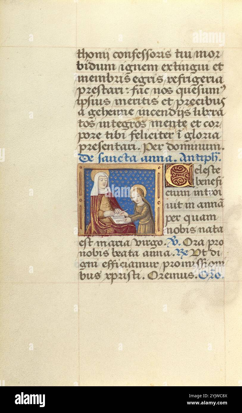 Anna Teaching the Virgin Reading; Poncher Hours, about 1500 Stock Photo ...