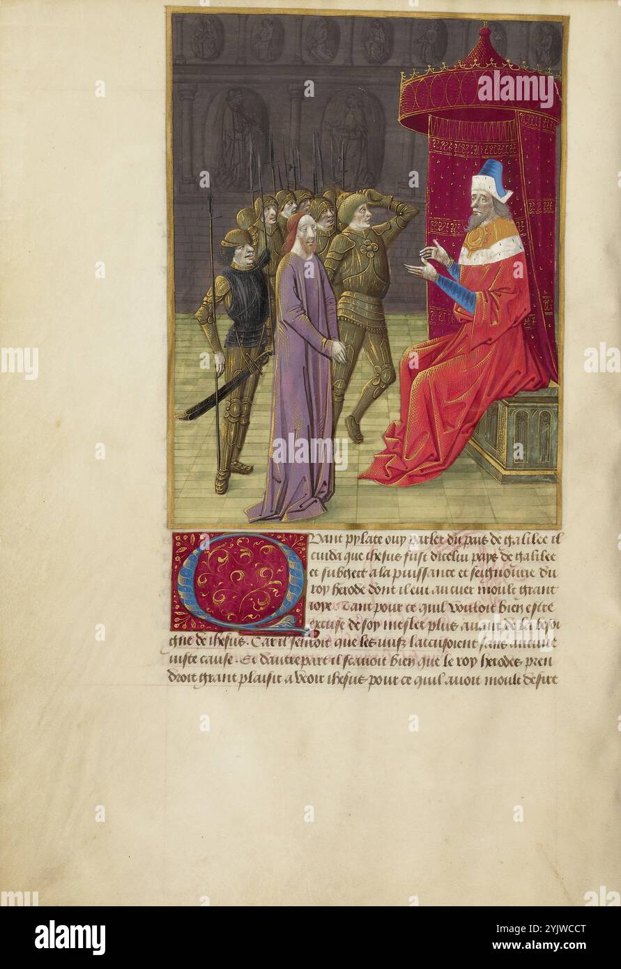 Christ before Herod; La Passion de nostre seigneur ihesus christ, about 1480-1490 Stock Photo ...