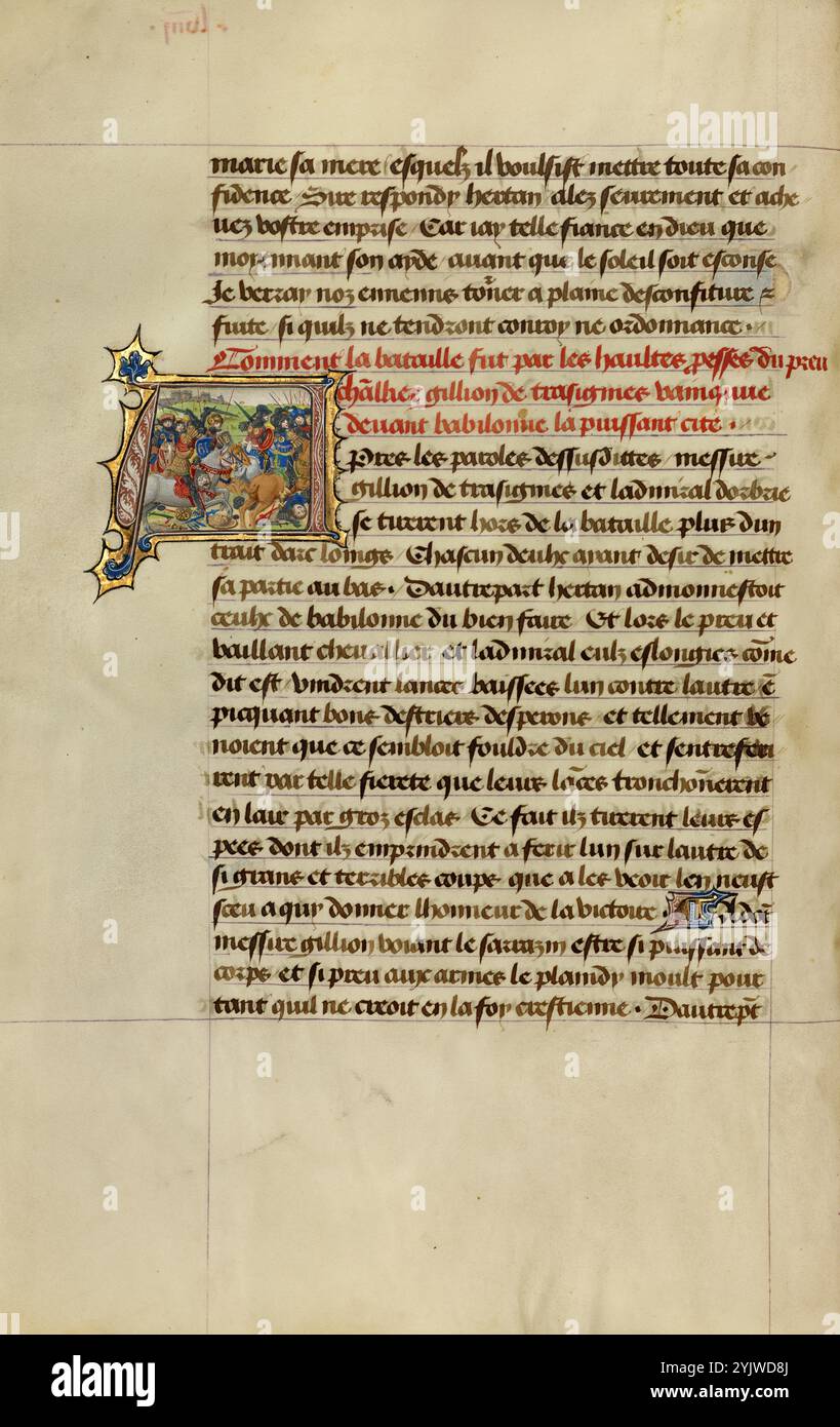 Initial A: Gillion Defeating the Army of the Emir of Orbrie; Roman de ...