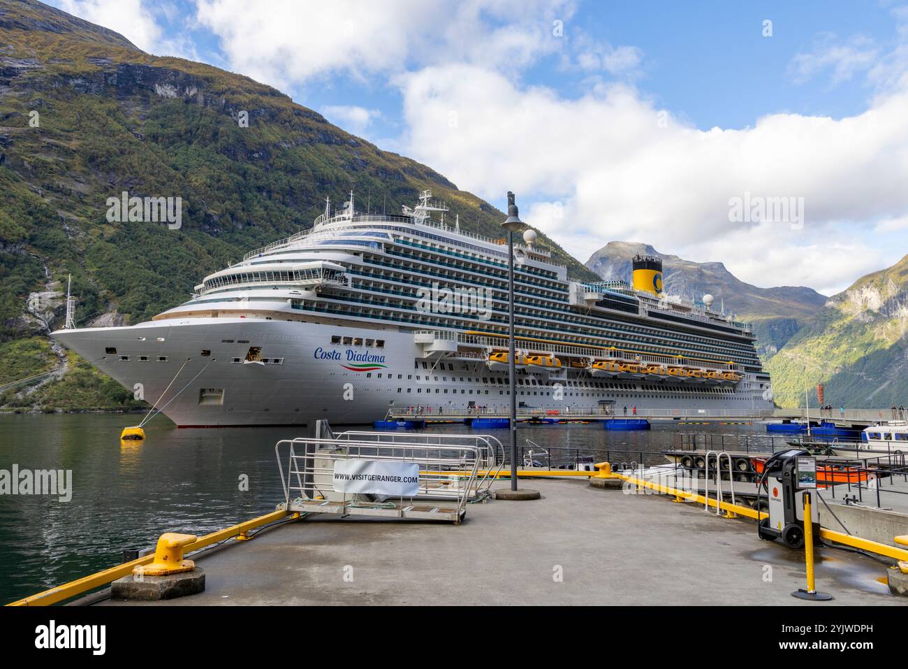 Costa Diadema cruise ship in port at Geiranger village a UNESCO world ...