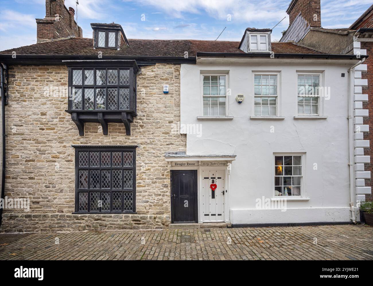 Georgian Byngley House and Mary Tudor Cottage in Market Street in the ...
