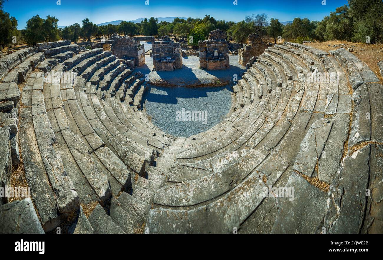 Ruins of the ancient city of Nysa in Aydın, Turkey, featuring remnants ...