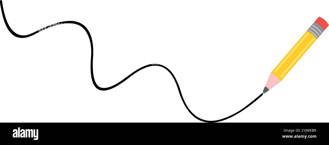 vector illustration pencil drawing contour curved line shape Stock ...
