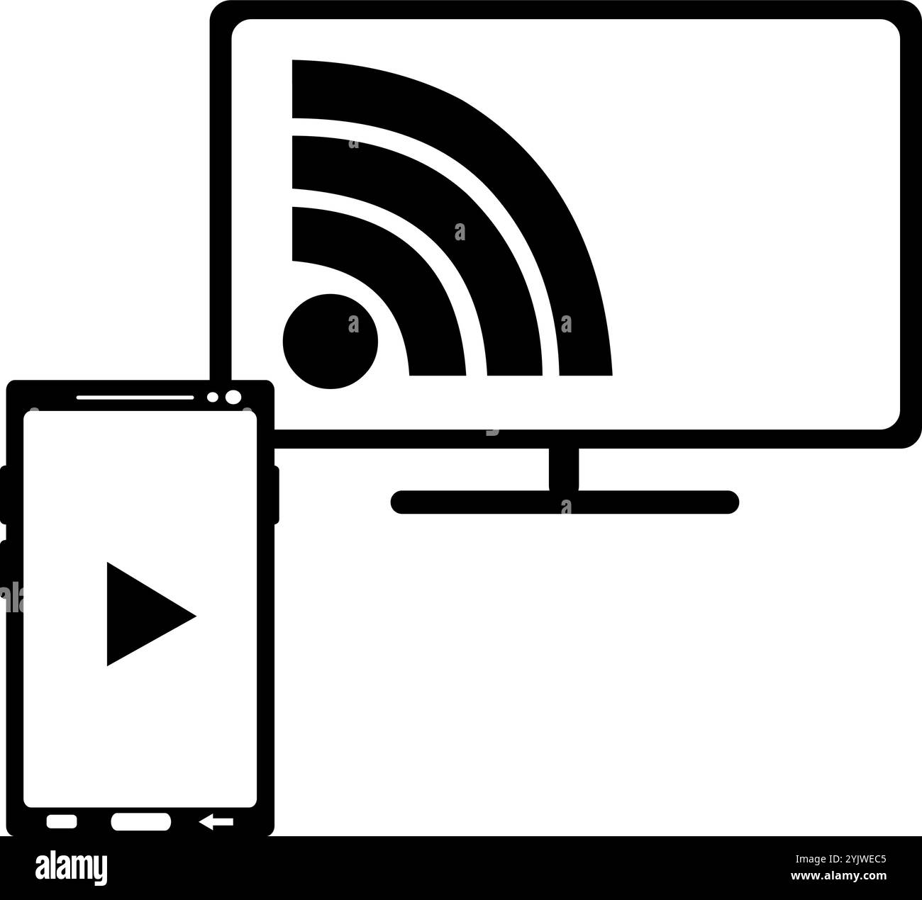 vector illustration black icon screen mirror of a mobile phone and a ...