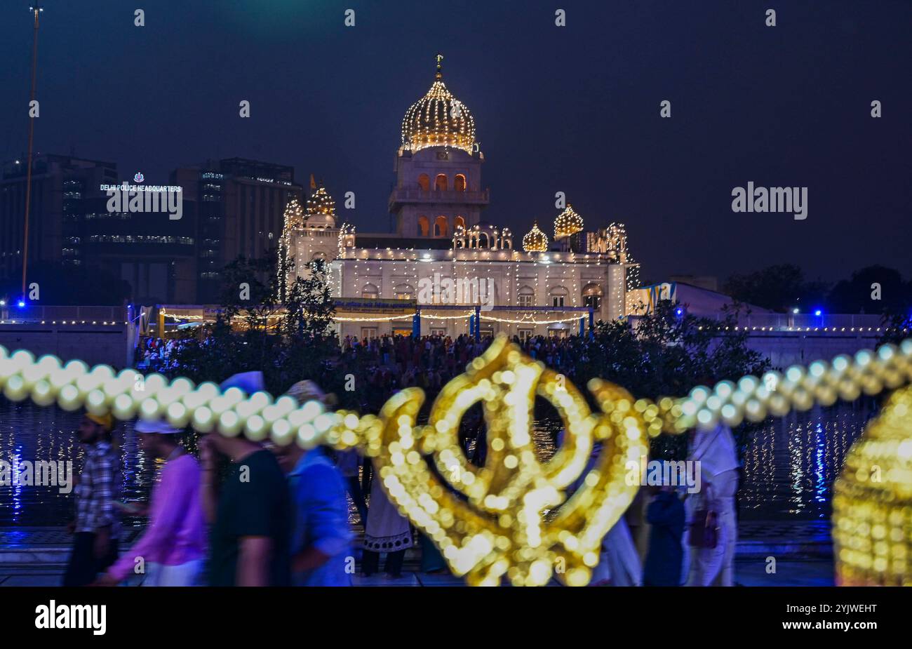 NEW DELHI, INDIA - NOVEMBER 15: A view of Gurudwara Bangla Sahib illuminated on the occasion of ...