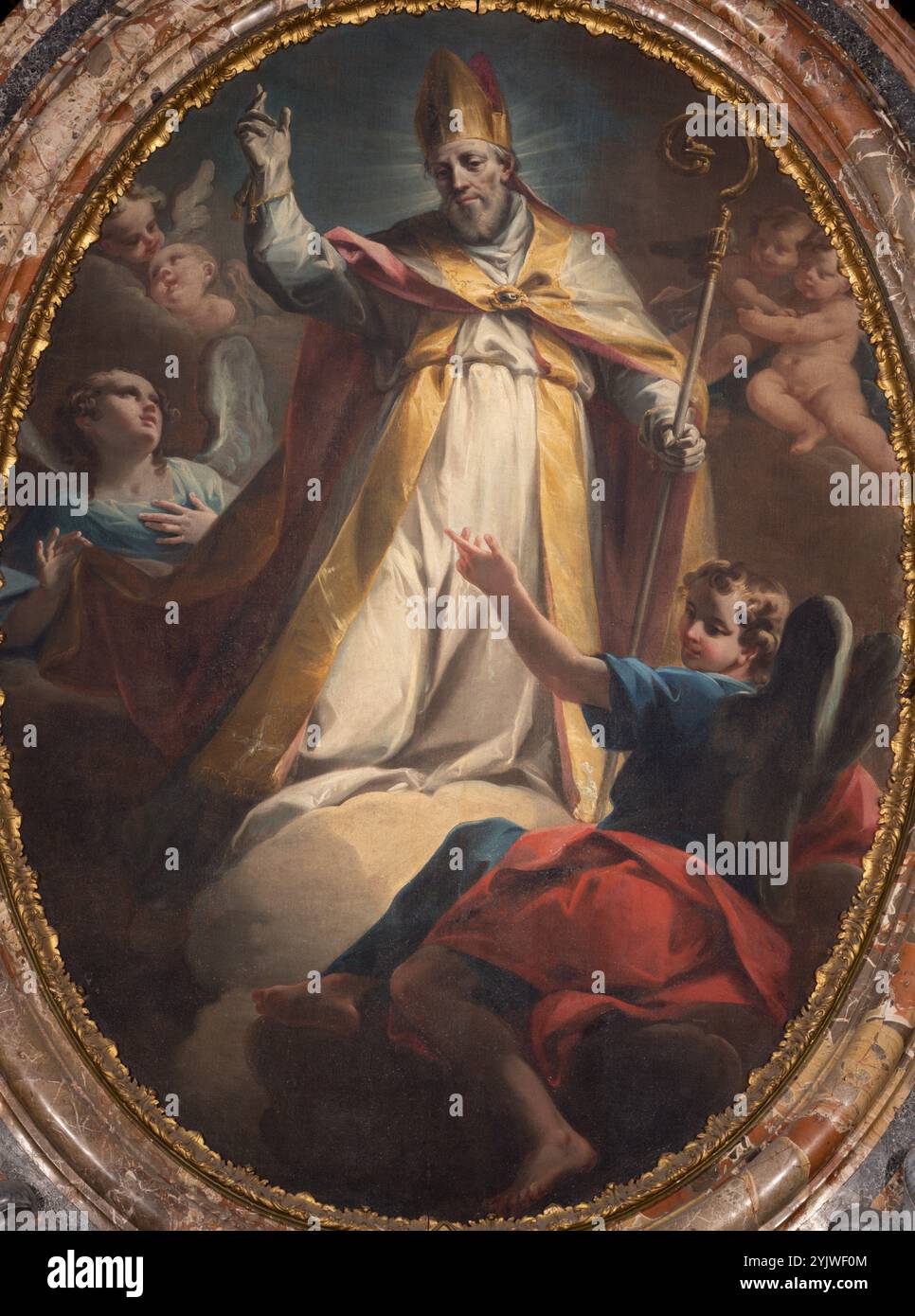 PAVIA, ITALY - SEPTEMBER 8, 2024: The painting of St. Alessandro in the ...