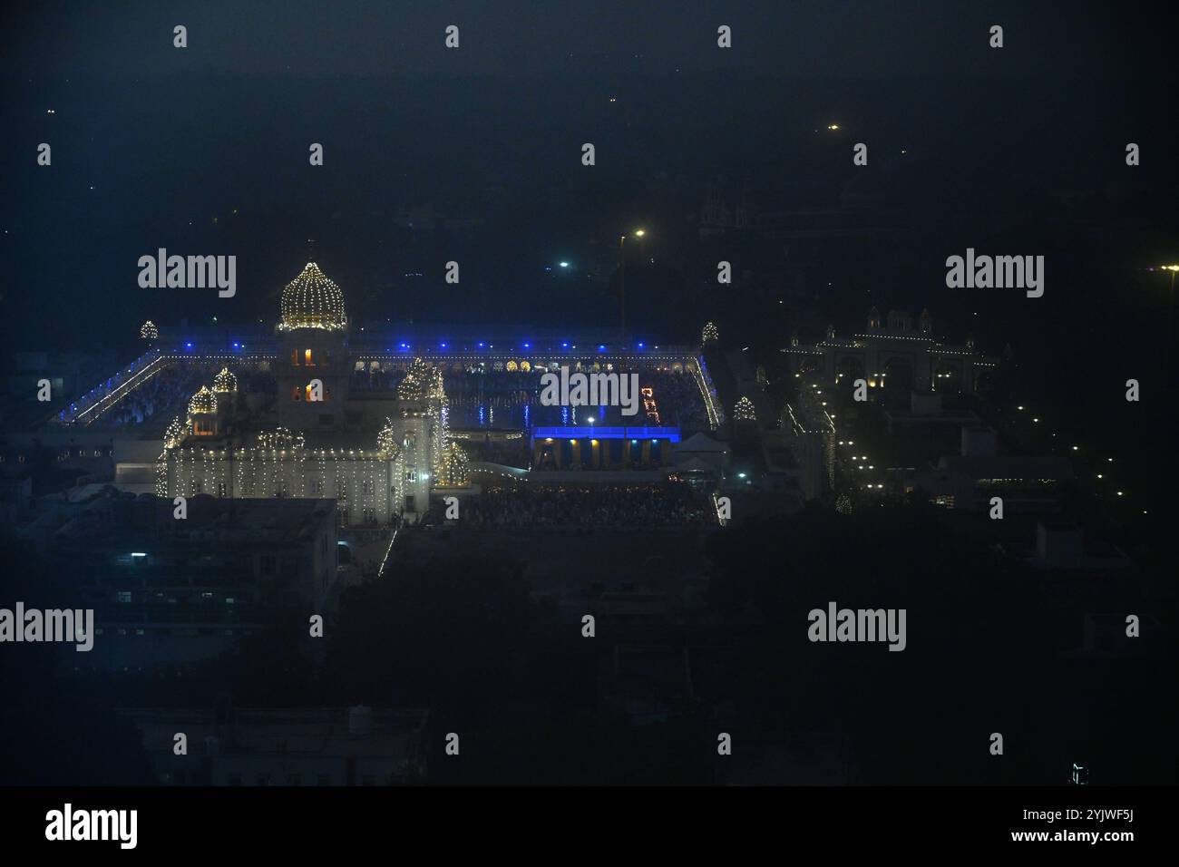 NEW DELHI, INDIA - NOVEMBER 15: An illuminated view of Bangla Sahib ...