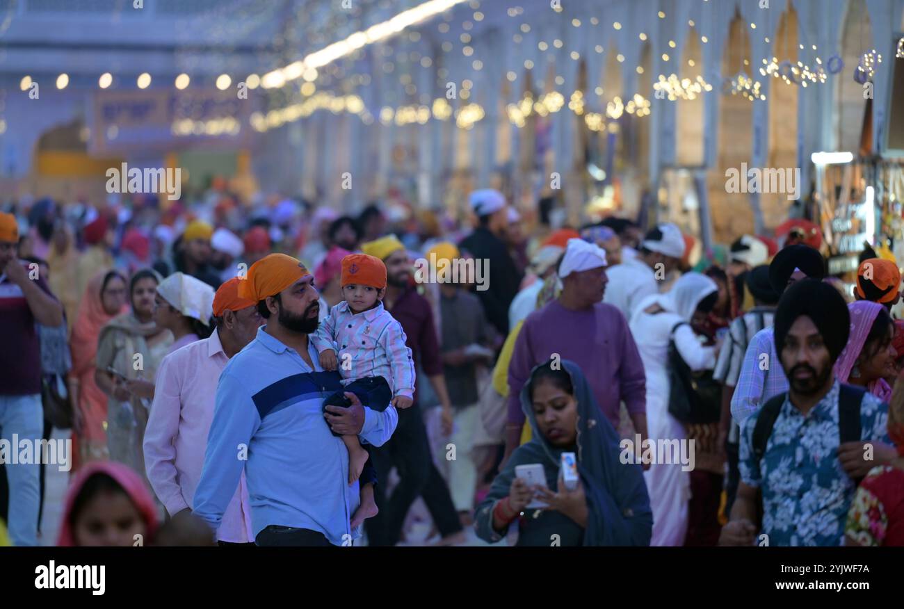 NEW DELHI, INDIA - NOVEMBER 15: A view of Gurudwara Bangla Sahib illuminated on the occasion of ...