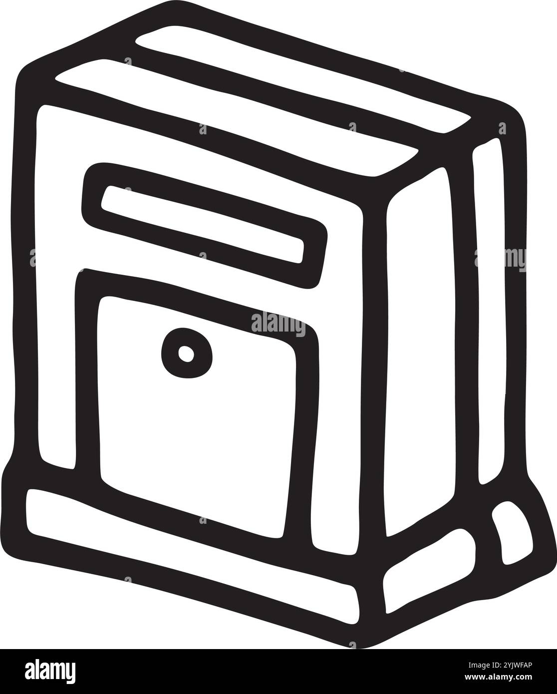 Doodle post box or drop box icon or logo, hand drawn with thin black ...