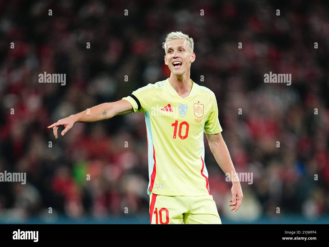Parken, Copenhagen, Denmark. 15th Nov, 2024. Dani Olmo of Spain ...