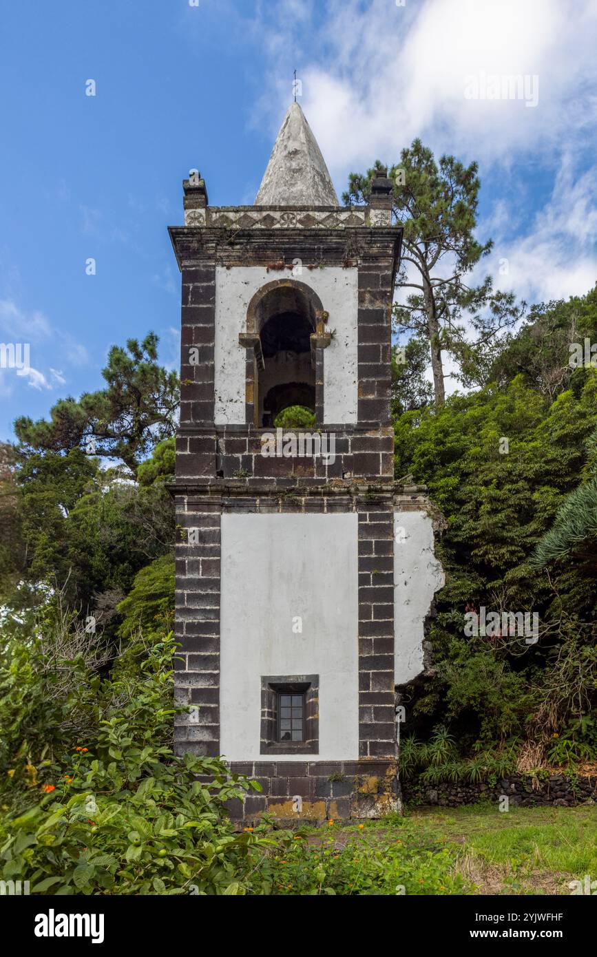 The old Church of São Mateus, Sao Jorge Island, Azores, was destroyed ...