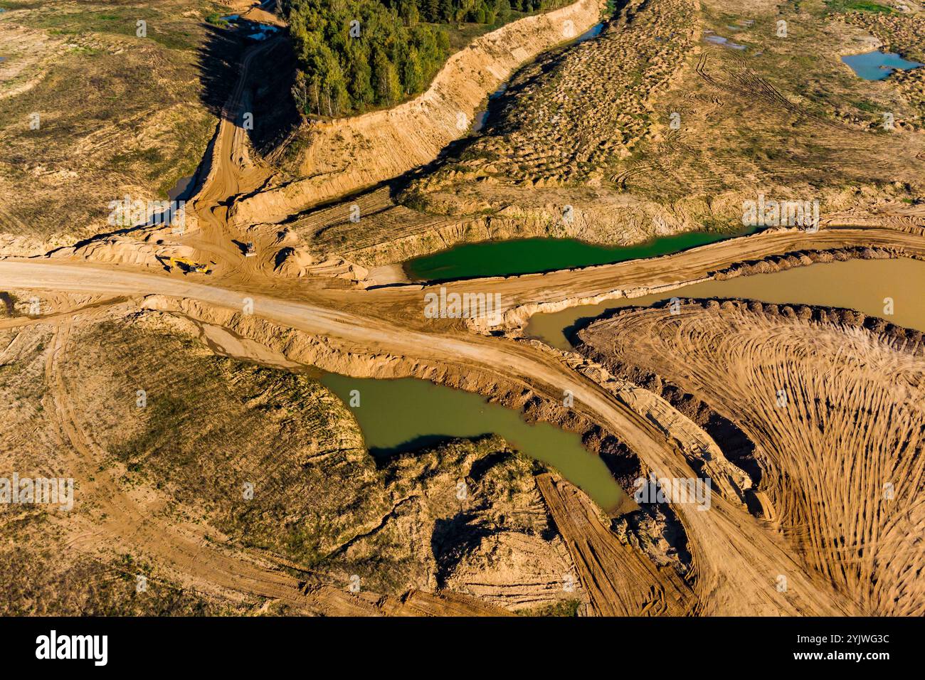 Aerial view of sand quarry with roads for trucks Stock Photo - Alamy