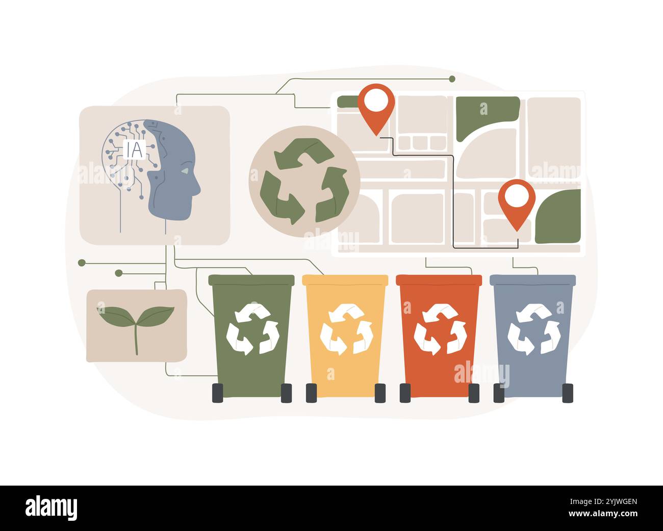 AI-Supported Waste Management abstract concept vector illustration ...