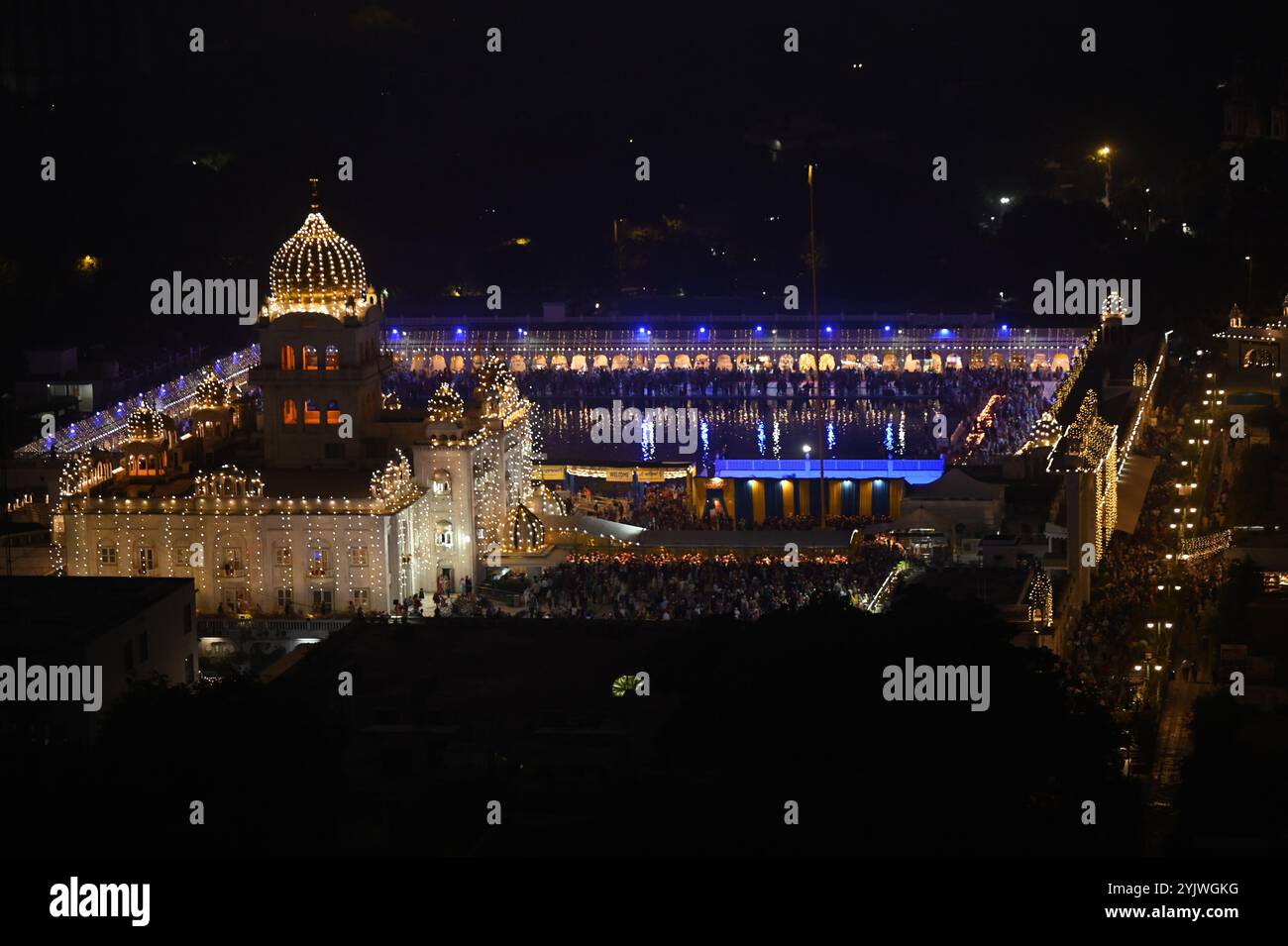 NEW DELHI, INDIA - NOVEMBER 15: An illuminated view of Bangla Sahib ...