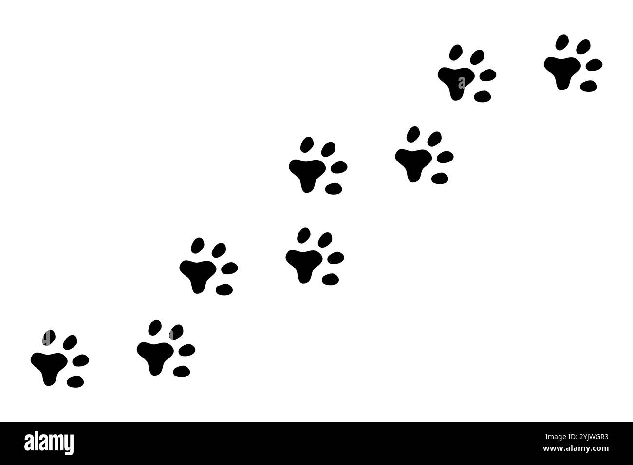 Paw print, dog or cat walk foot trace border. Pet footsteps trail ...