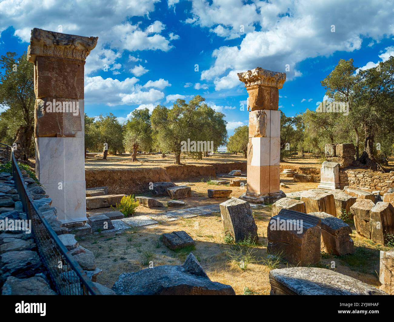 Ruins of the ancient city of Nysa in Aydın, Turkey, featuring remnants ...