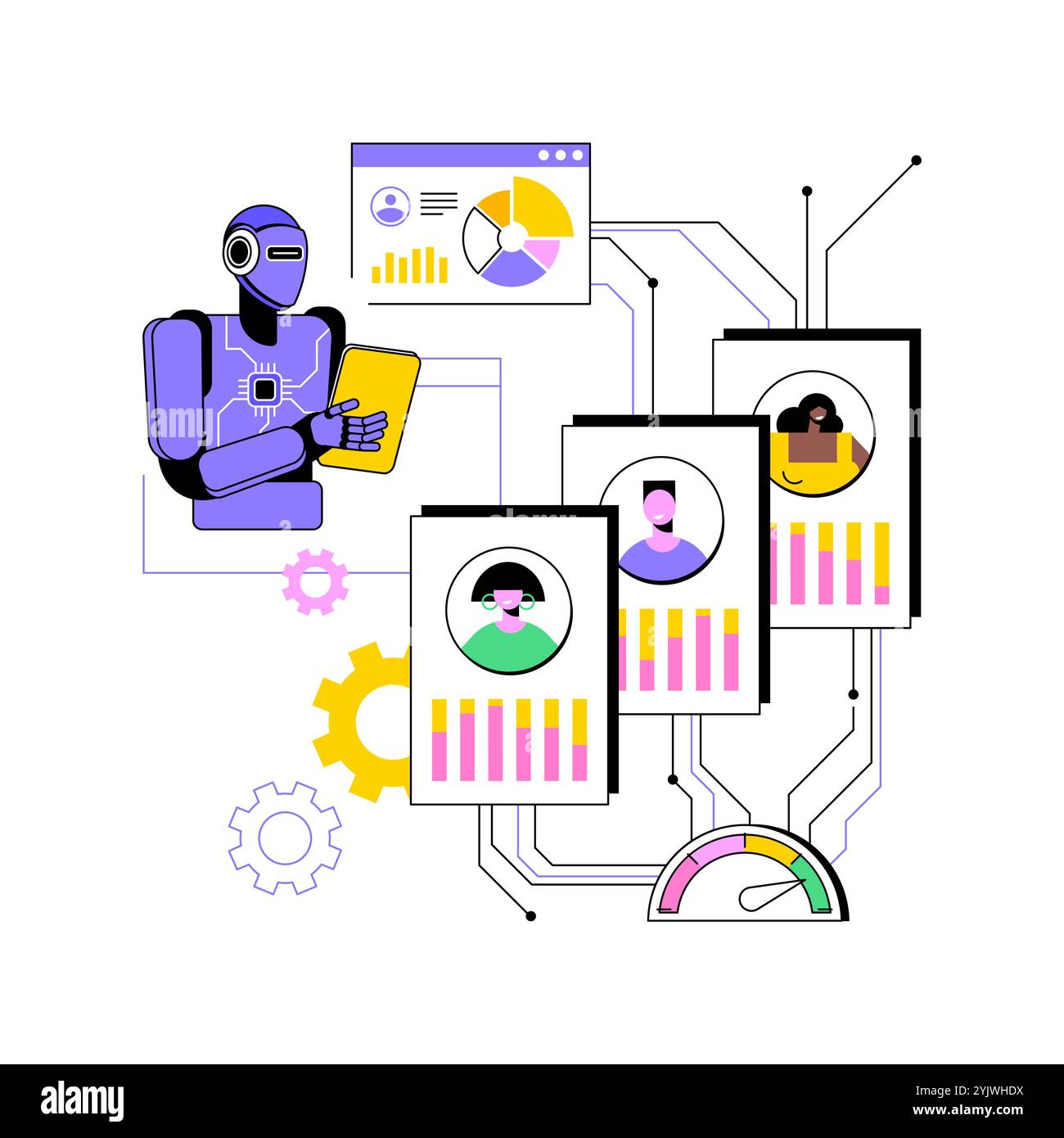 AI-Enhanced Performance Evaluation abstract concept vector illustration ...