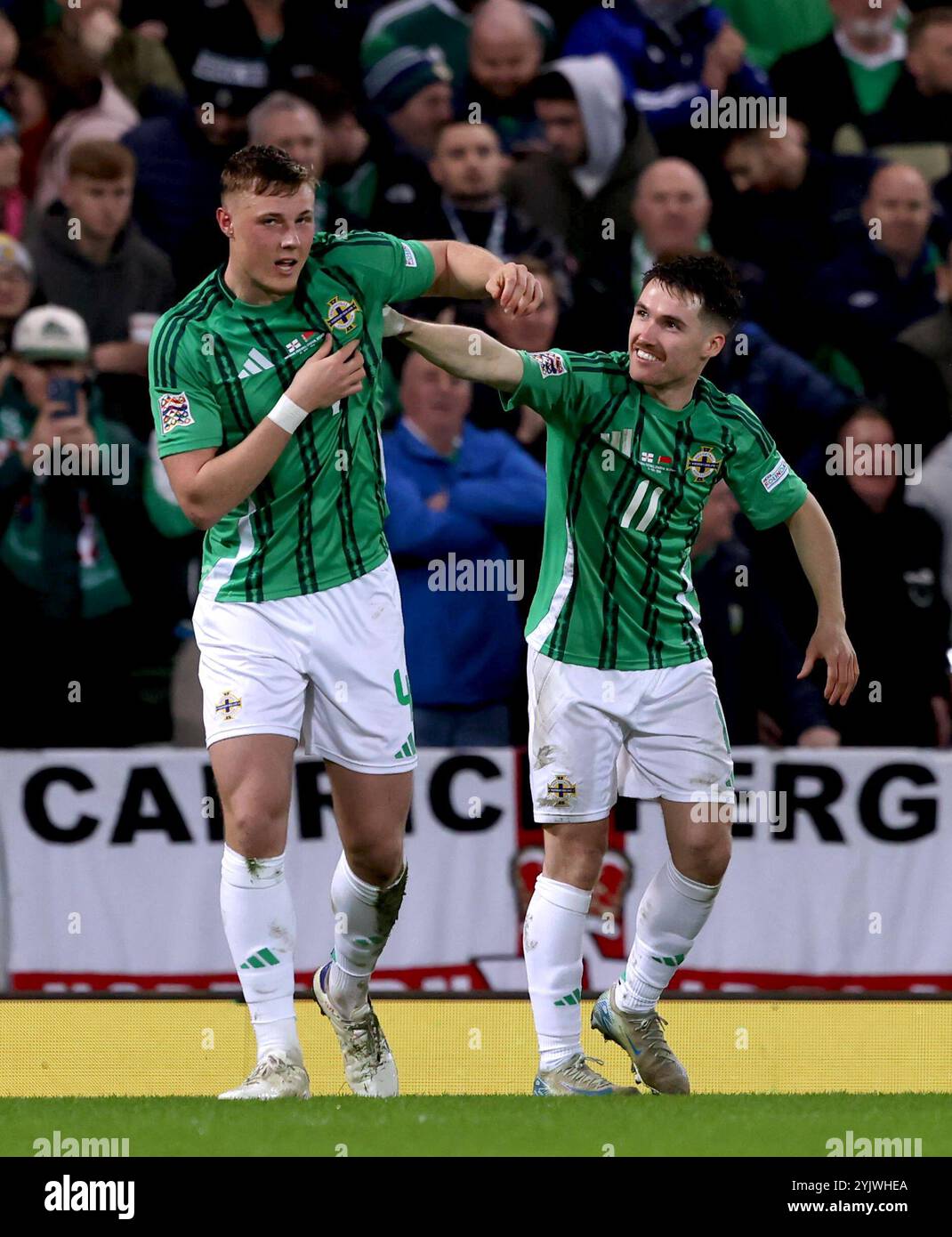Northern Ireland’s Daniel Ballard (left) celebrates scoring their side ...