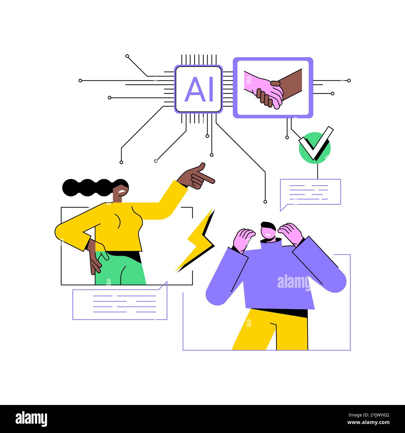 AI-Assisted Conflict Resolution abstract concept vector illustration ...