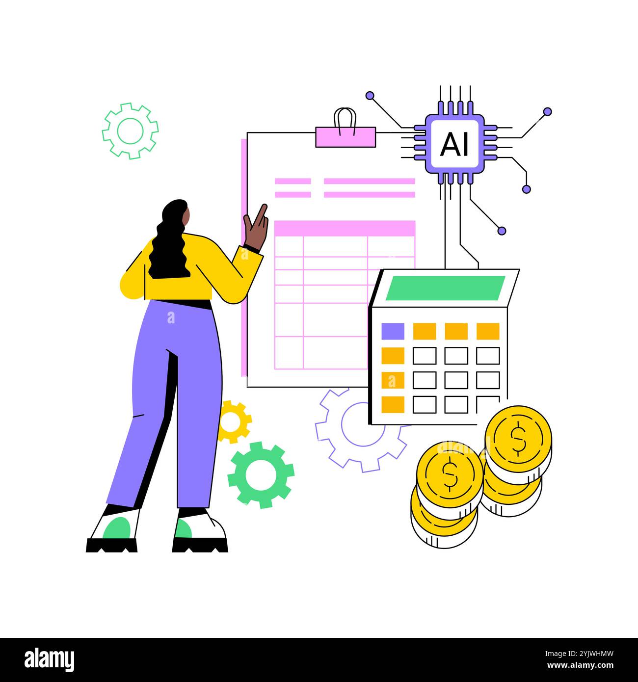 AI-Supported Invoice Processing abstract concept vector illustration ...