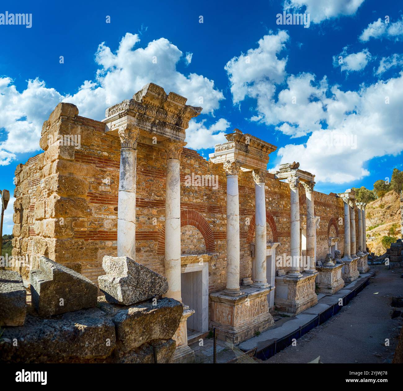Ruins of the ancient city of Nysa in Aydın, Turkey, featuring remnants ...