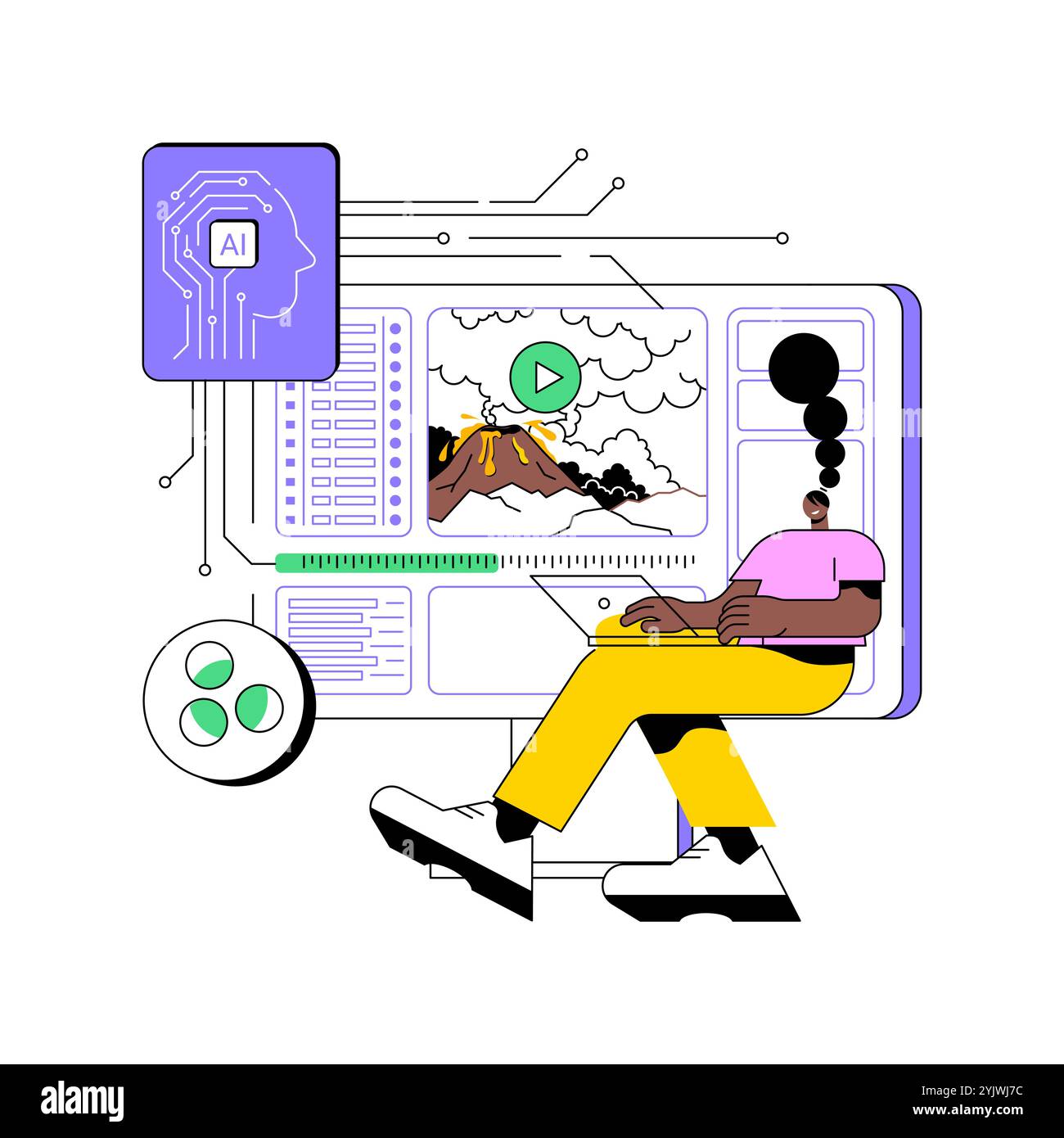 AI-Enhanced Post-Production abstract concept vector illustration Stock ...