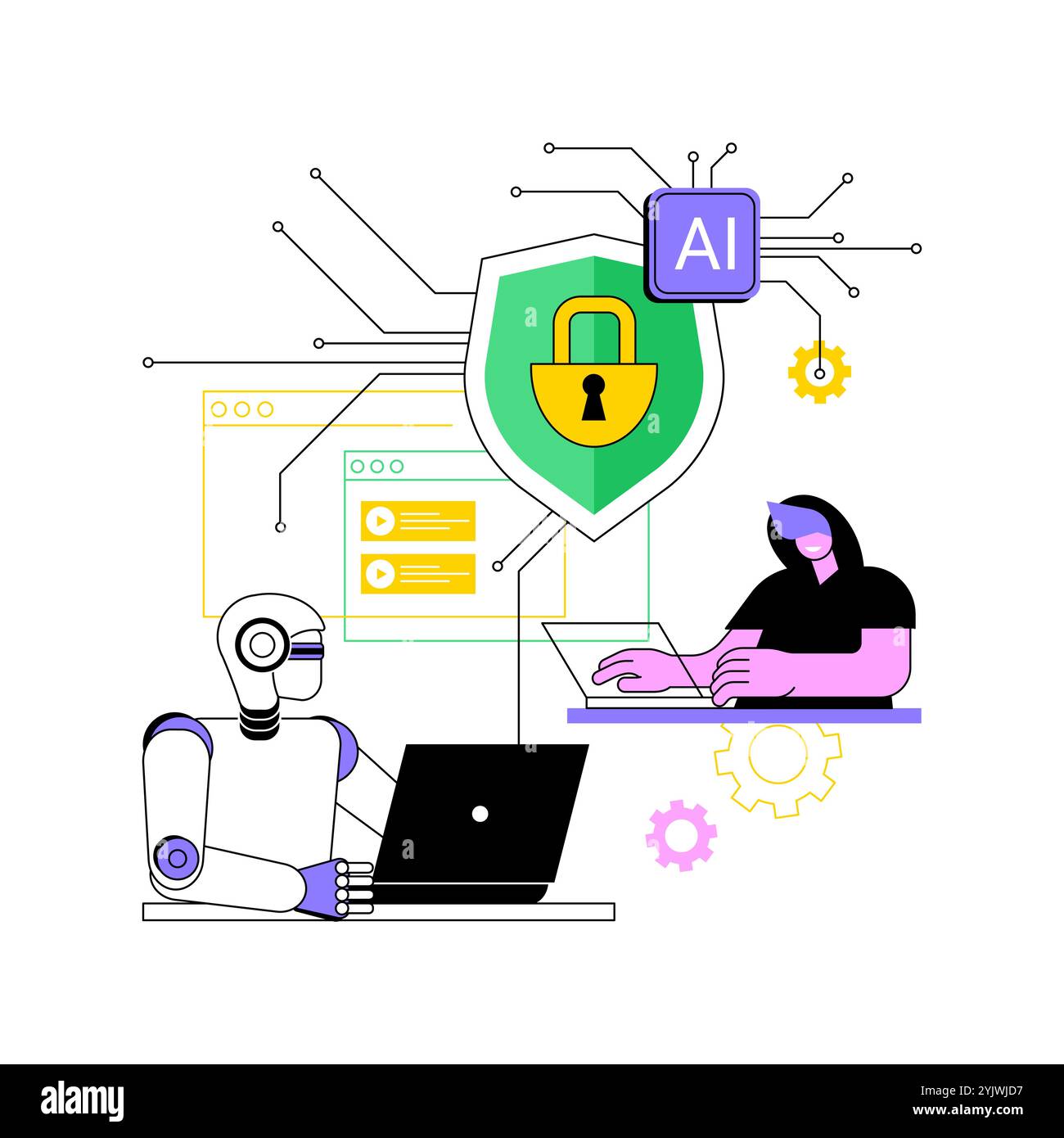 AI-Powered Content Protection abstract concept vector illustration ...