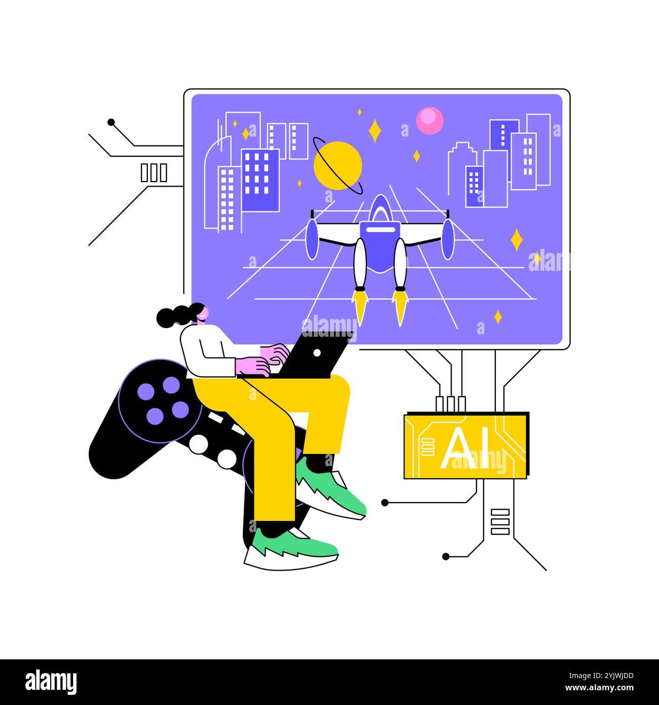 AI-Enhanced Gaming abstract concept vector illustration Stock Vector ...