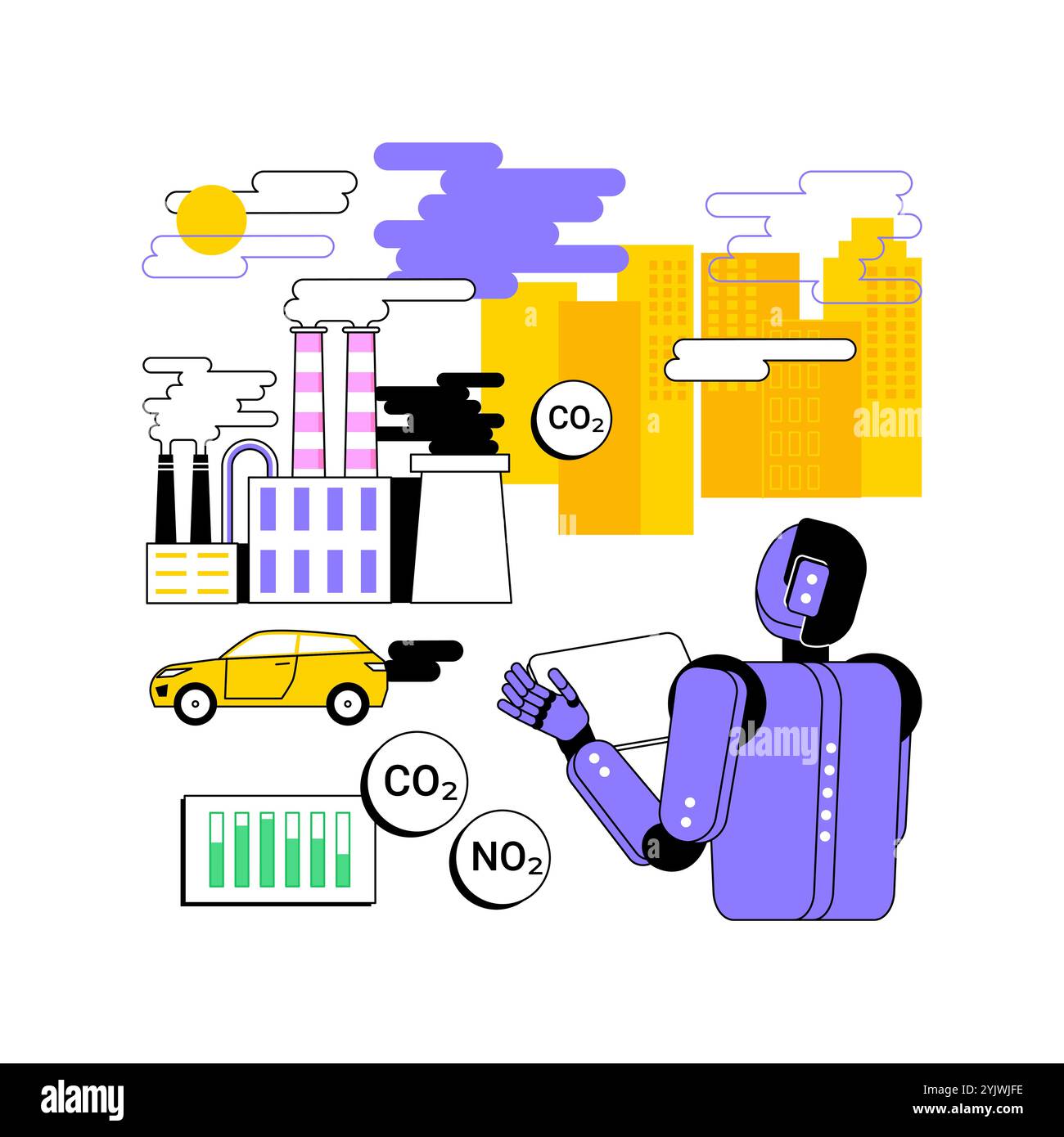 AI-Monitored Pollution Control abstract concept vector illustration ...