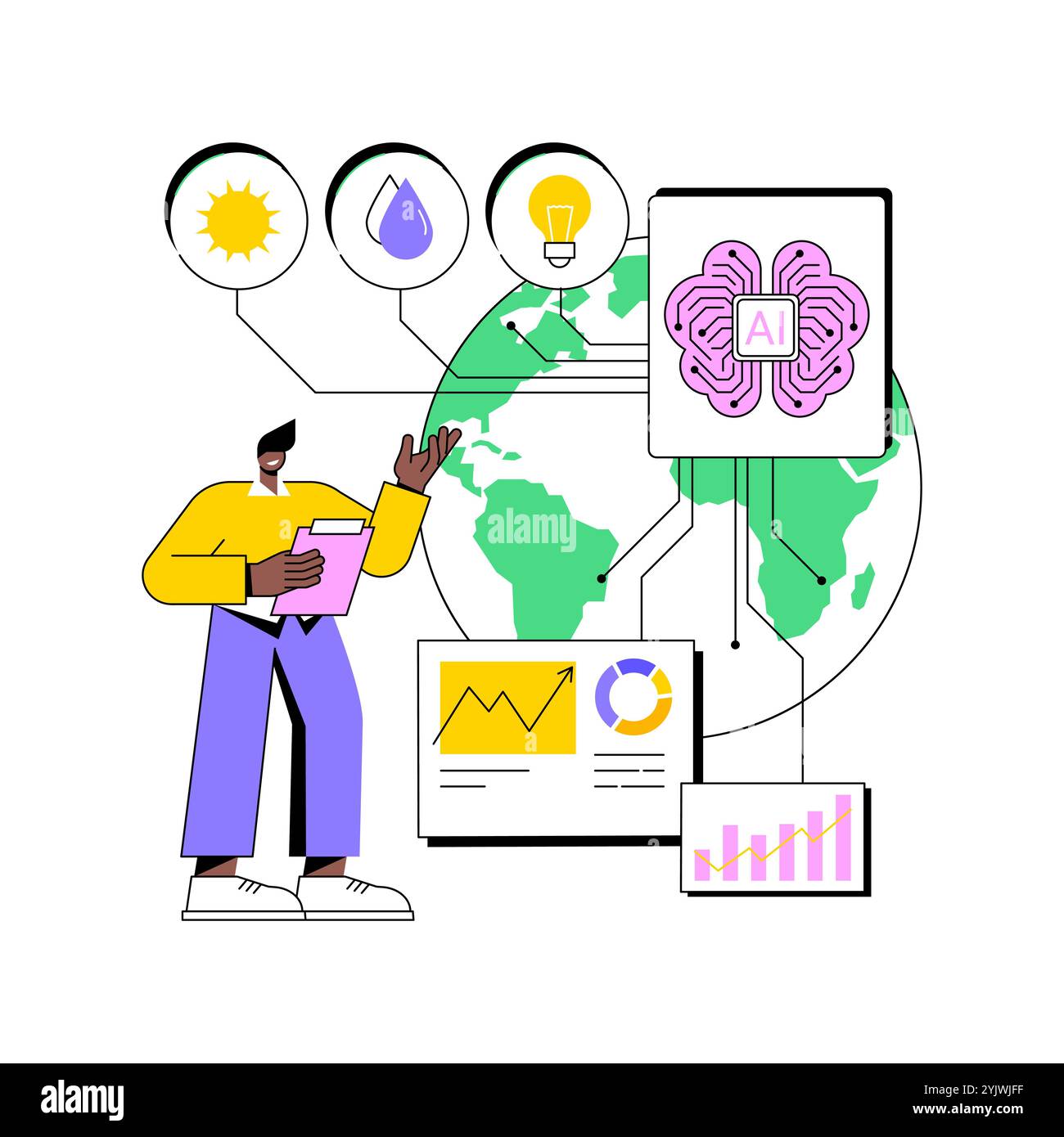 AI-Powered Resource Management abstract concept vector illustration ...