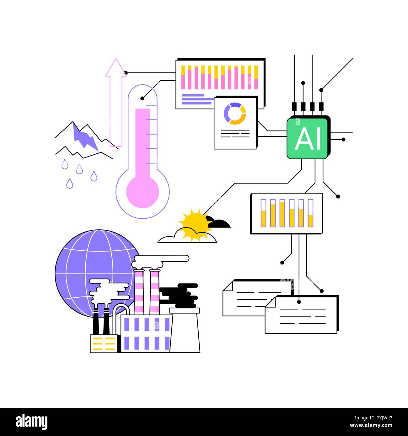 AI-Analyzed Climate Change abstract concept vector illustration Stock ...