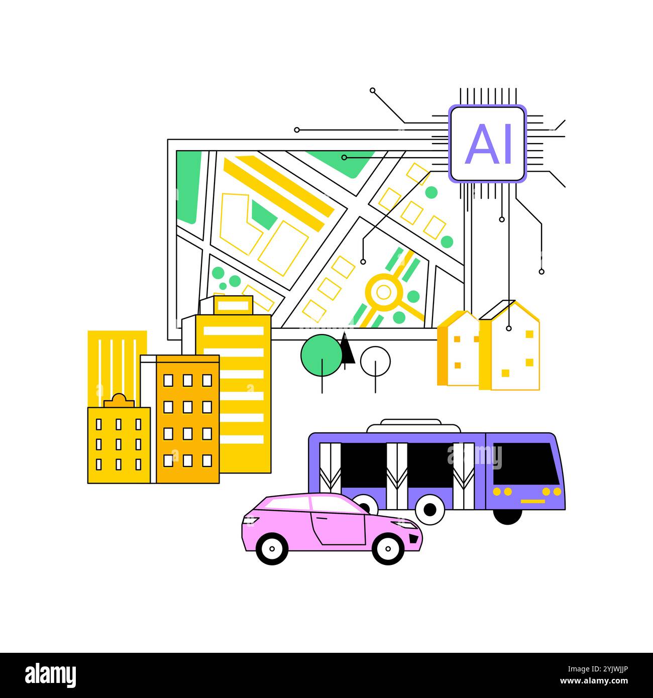 AI-Optimized Urban Planning abstract concept vector illustration Stock ...