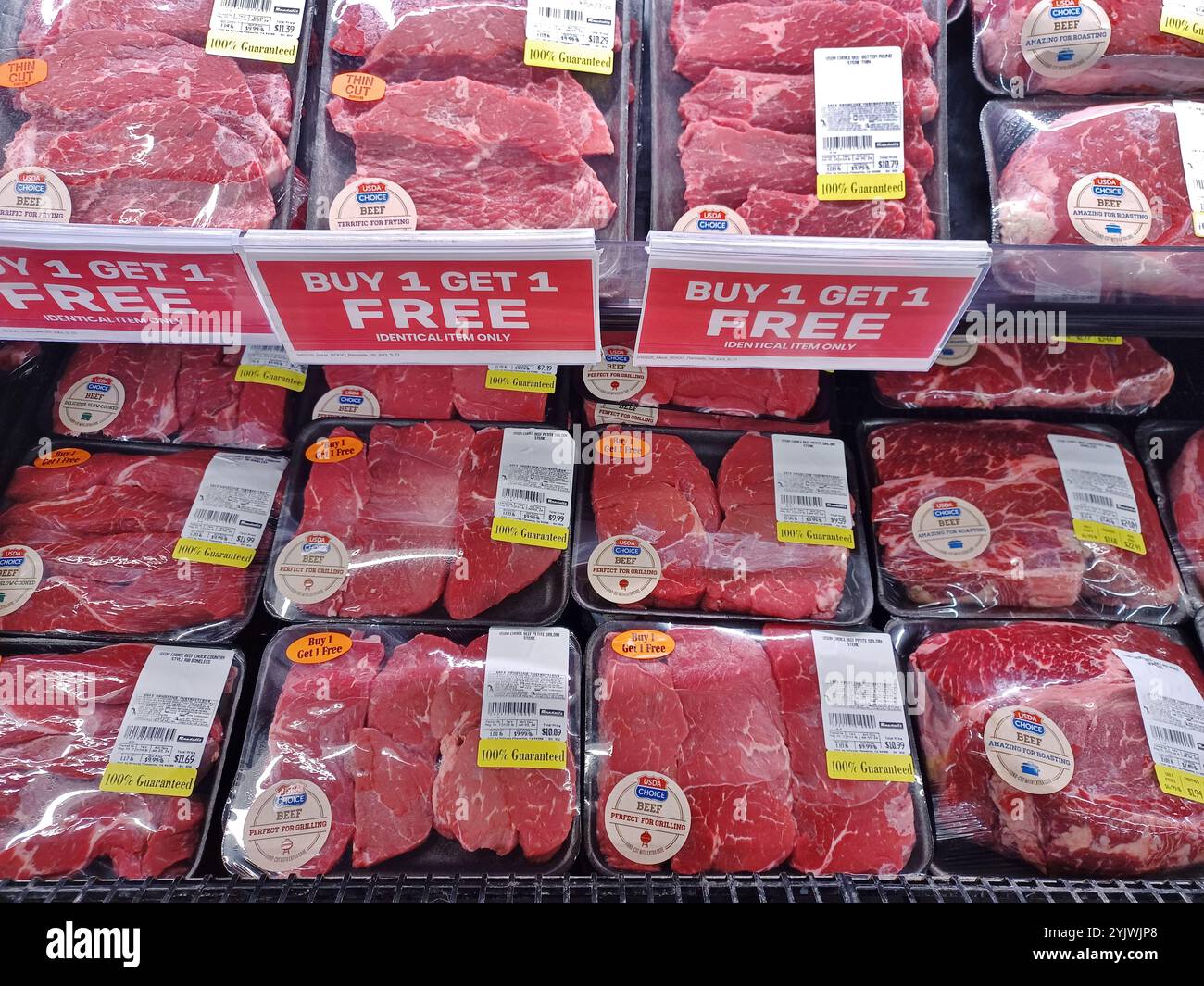 Houston Texas Usa 06 02 2024 Sirloin Steak Beef Packages In Meat Section Butcher Supermarket 