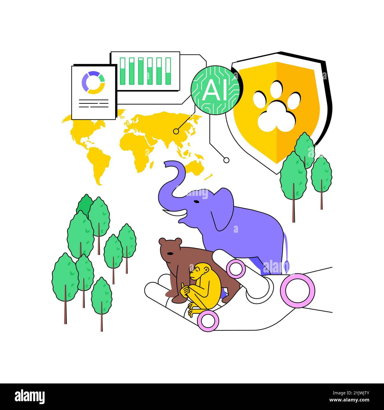 AI-Enhanced Conservation Efforts abstract concept vector illustration ...