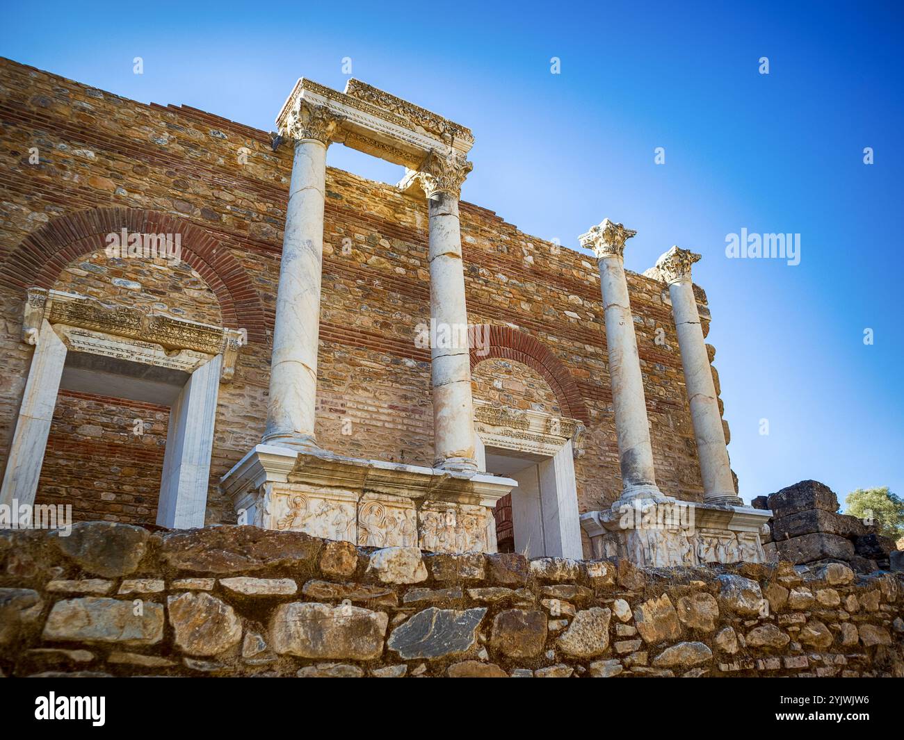 Ruins of the ancient city of Nysa in Aydın, Turkey, featuring remnants ...