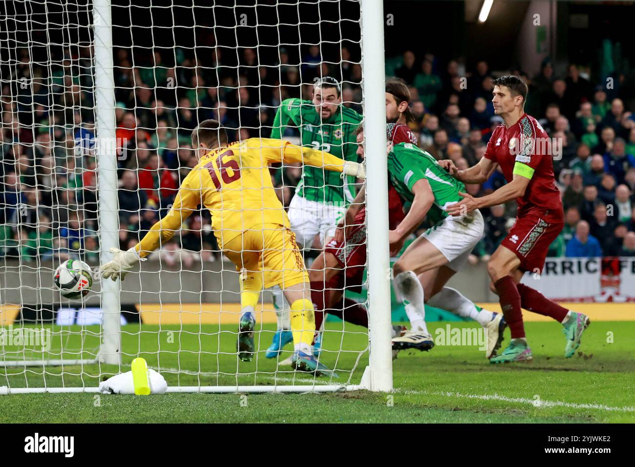 Northern Ireland’s Daniel Ballard (2nd from right) scores their side's ...