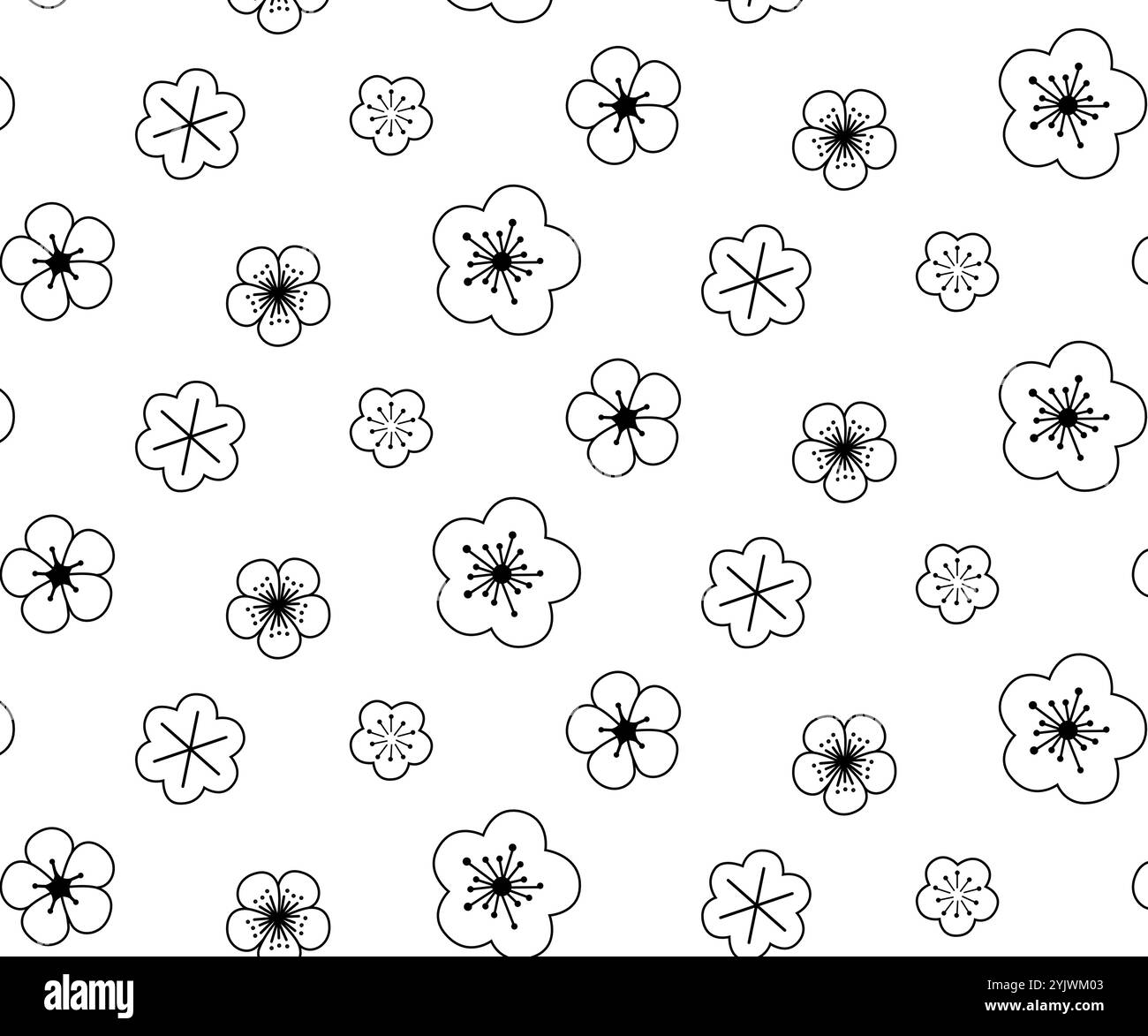 Hand drawn abstract ditsy flowers seamless pattern on transparent ...
