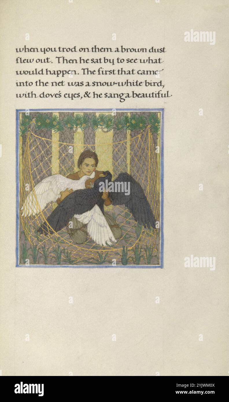A Hunter with Two Birds in a Net; Story of a Hunter, 1908 Stock Photo ...