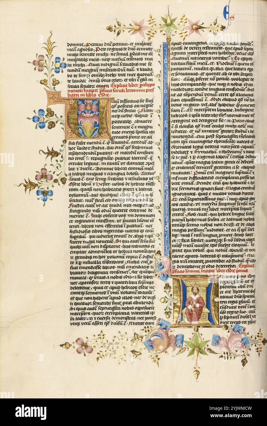 Initial I: King Cyrus Enthroned; Bible, about 1450 Stock Photo - Alamy