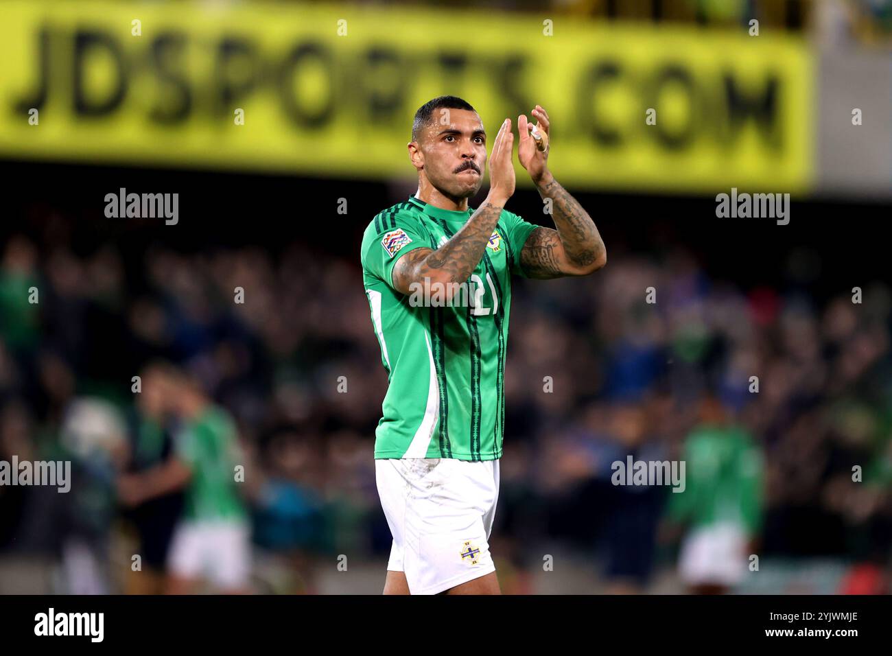 Northern Ireland’s Josh Magennis applauds the fans at the end of the ...